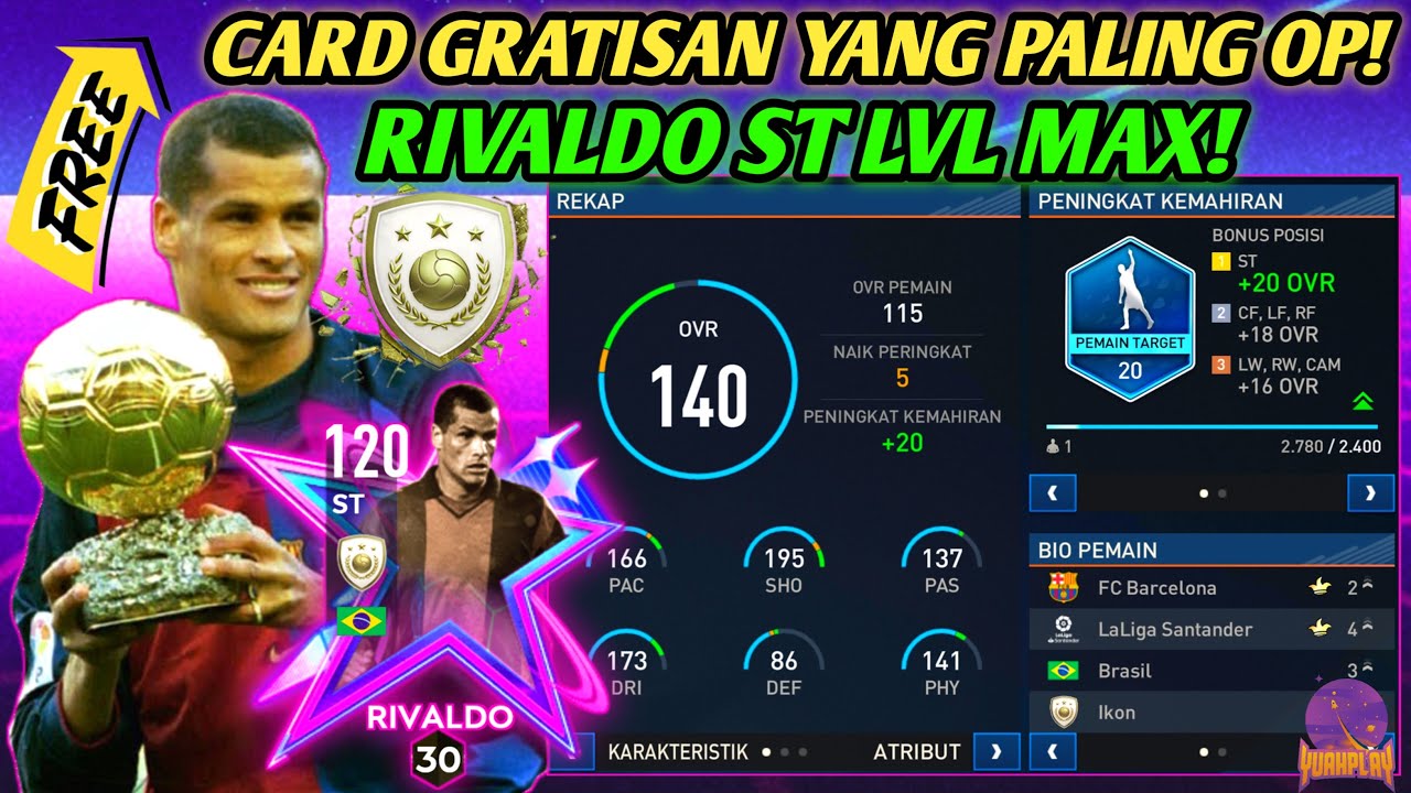 RIVALDO ICON RETRO STARS CARD GRATIS YANG PALING OP! REVIEW GAMEPLAY ST ...