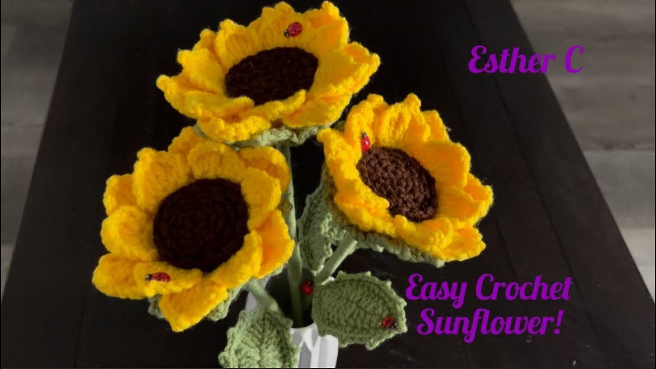 How to Crochet 3D SUNFLOWER 🌻 CROCHET SUNFLOWER Tutorial Beginner ...