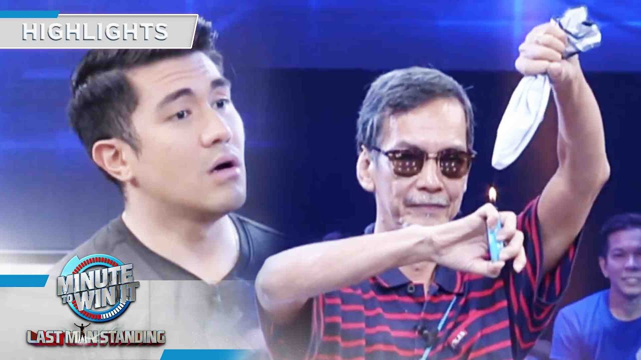 Brod Pete burns Luis' handkerchief Minute To Win It: Last Man Standing ...