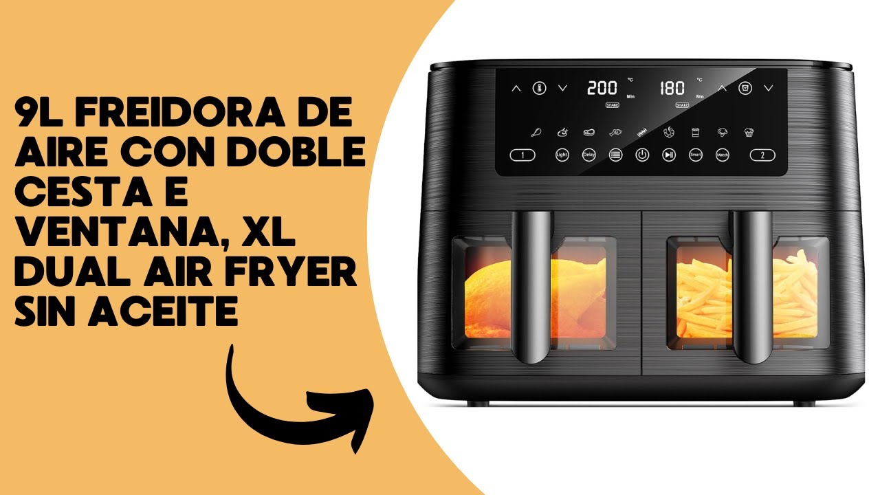 9L Freidora de Aire con Doble Cesta e Ventana, XL Dual Air Fryer sin ...