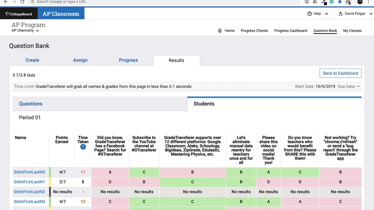 Transfer grades from AP Classroom (by CollegeBoard) to your gradebook ...