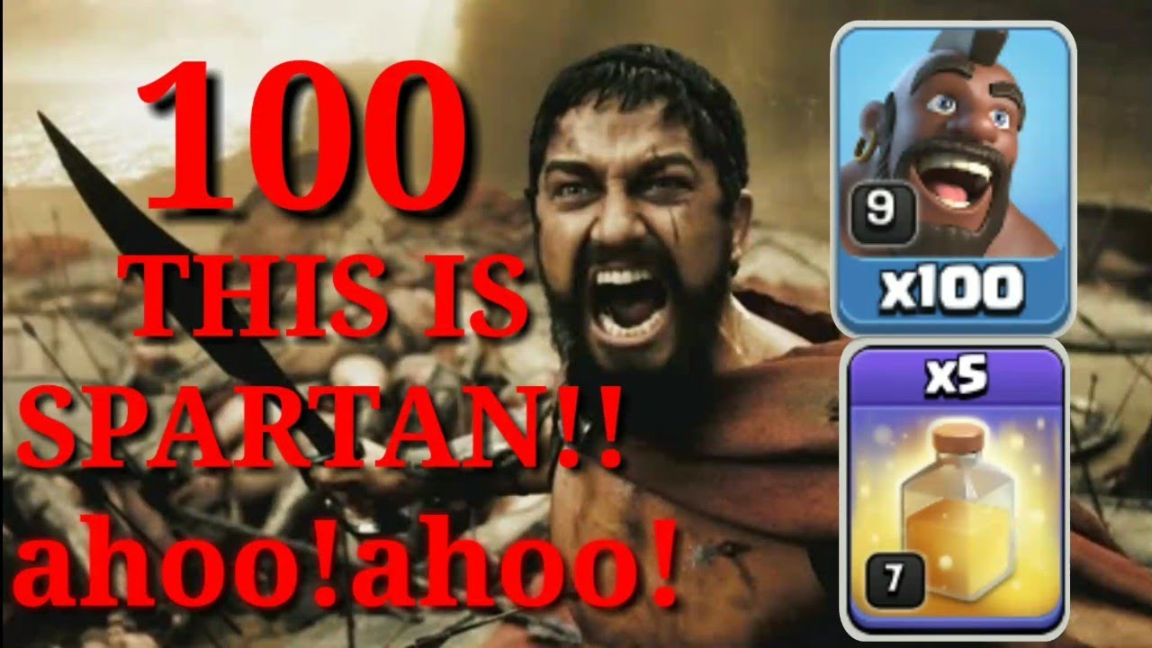 100 SPARTAN'S HOG RIDER ARE ANGRY TO ATTACK IN CLAN WAR 2020 |Attack ...