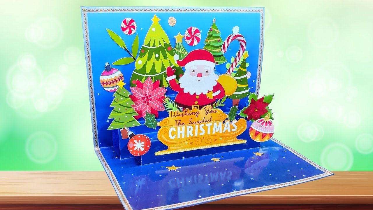 3D Christmas greeting card making ideas / DIY Merry Christmas card ...