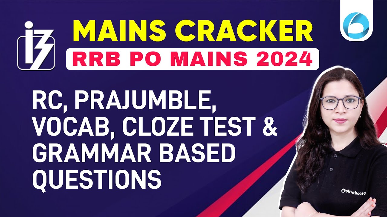 English Mains Cracker | RRB PO Mains English | RC, Parajumbles, Cloze ...