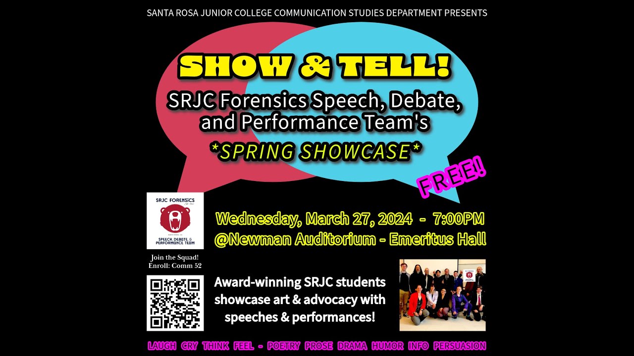 Show & Tell Forensics Showcase! - SRJC Forensics Spring 2024 Showcase ...