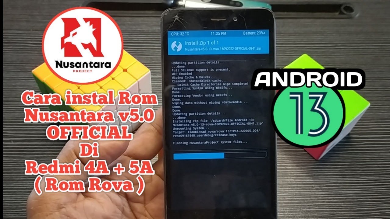 Cara Instal Rom Nusantara v5.0 OFFICIAL Di Redmi 4A + 5A Based Android 13 - YouTube