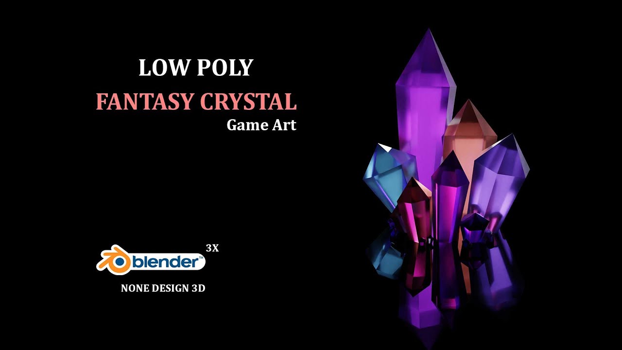 Low Poly Fantasy Crystal - Game Art (3 Minutes Tutorial) / Blender 3.4 ...