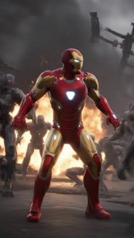 Iron Man fighting explosion robots #marvel #music - YouTube