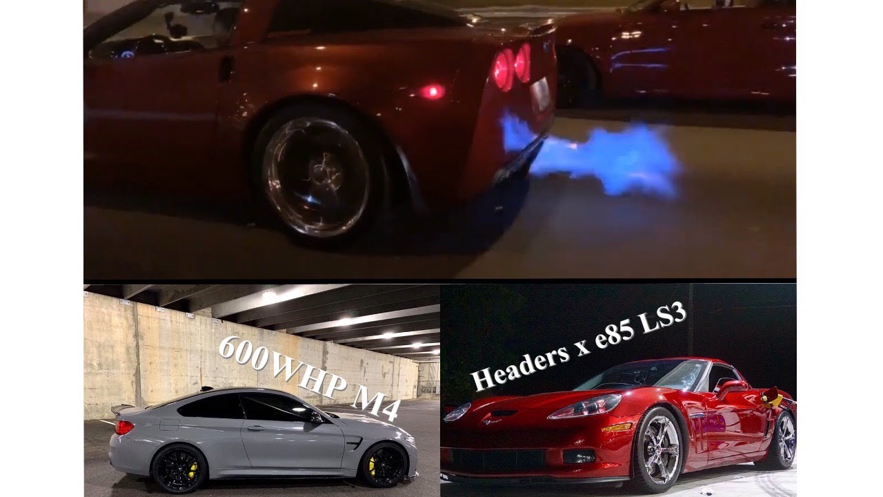 CORVETTE SHOOTS MASSIVE BLUE FLAMES!!! C6 CORVETTE VS FBO E85 M4, 10 ...