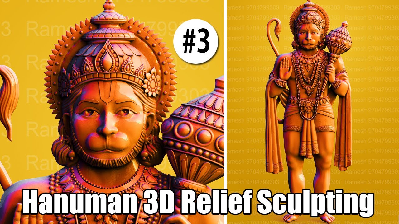 How to create hanuman 3d Relief | Zbrush 3d model for CNC and jewelry ...