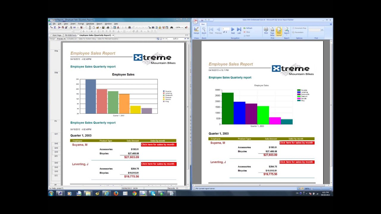 Compare Crystal and SSRS Side by Side - YouTube
