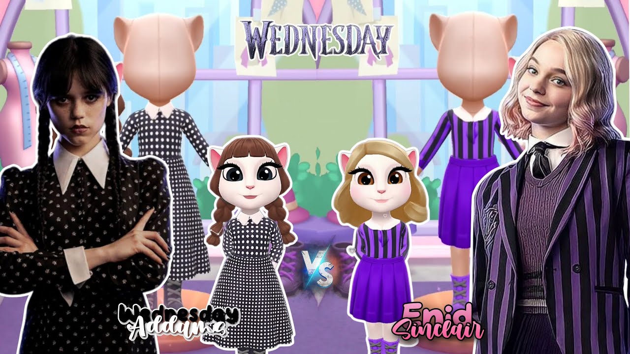 Wednesday Addams🖤 vs Enid Sinclair💜 Makeover | My Talking Angela 2 ...