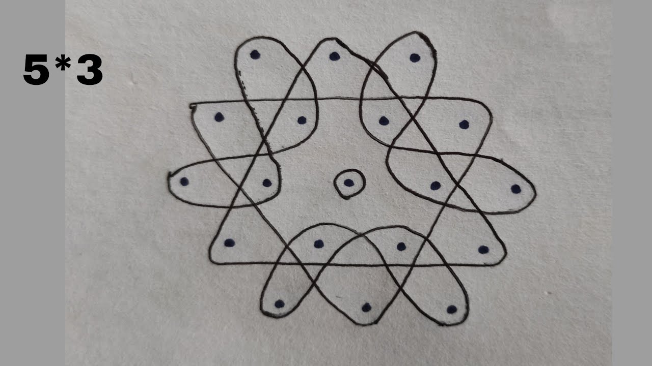5 to 3 Dots rangoli designs☘️Karthika masam rangoli☘️Simple chukki ...