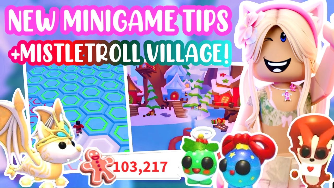 NEW MINIGAME TIPS + MISTLETROLL CHRISTMAS VILLAGE!🎄🌨️🎁🧝#adoptmeroblox # ...