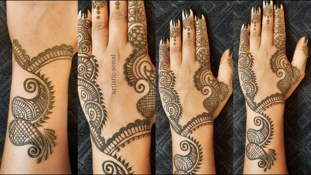 Arabic mehndi | Easy back hand arabic mehndi | Simple Mehndi designs ...