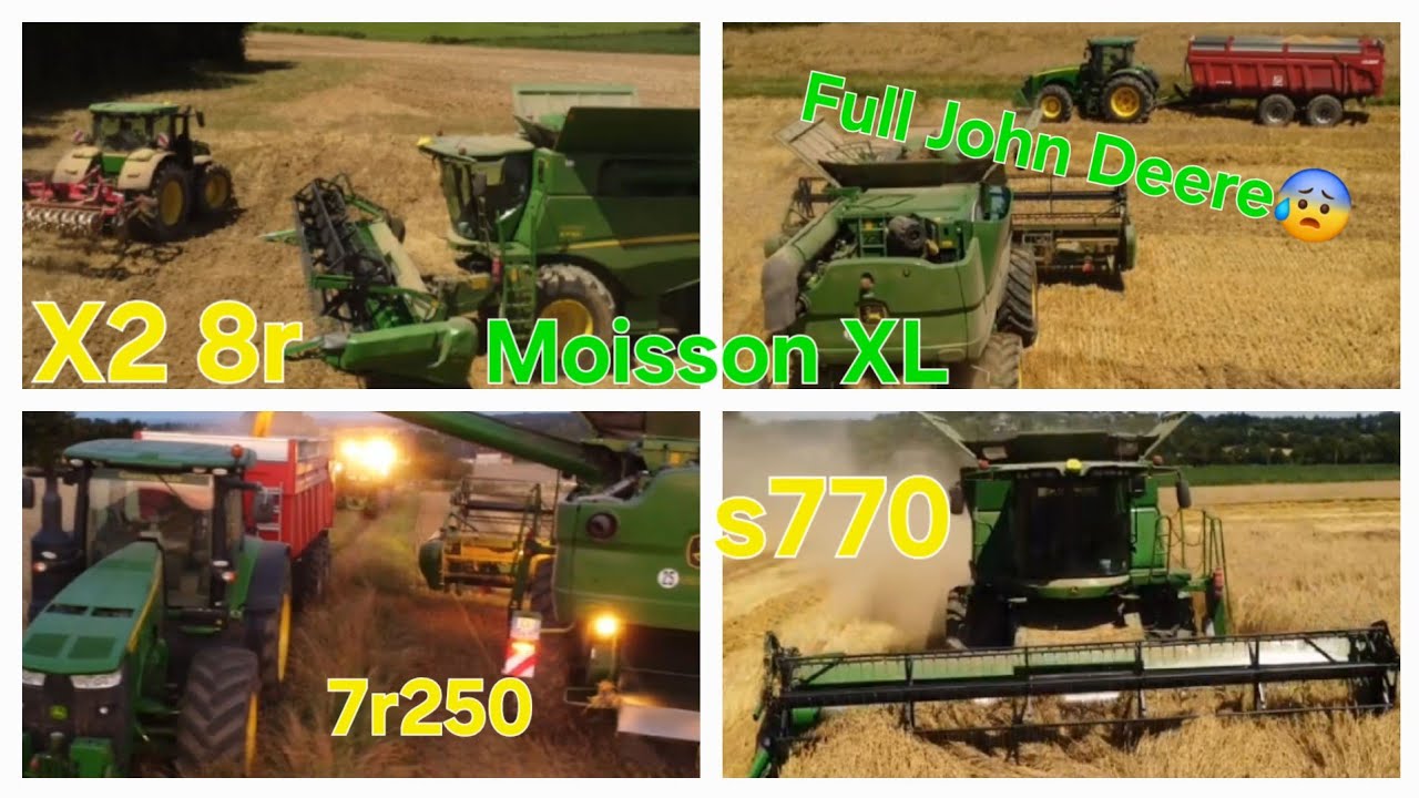 🌾Moisson XL en Full John Deere🇺🇲 s770/8r280/8245r/7r250 Jour et Nuit ...