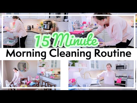 15 Minute Morning Cleaning Routine | Stay At Home Mom Routines | Quick Clean With Me 2022