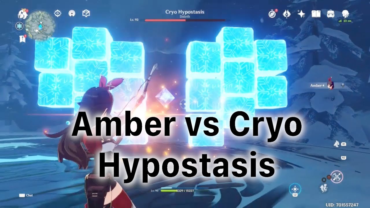 Genshin Impact Amber vs Cryo Hypostasis(2 runs)(no damage taken) - YouTube