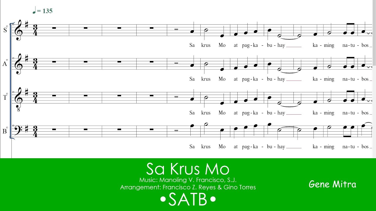 Sa Krus Mo Manoling V Francisco, SJ • SATB - YouTube