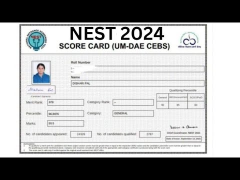NEST Result 2024 | Score Card, Cut Off Marks, Rank Card - YouTube