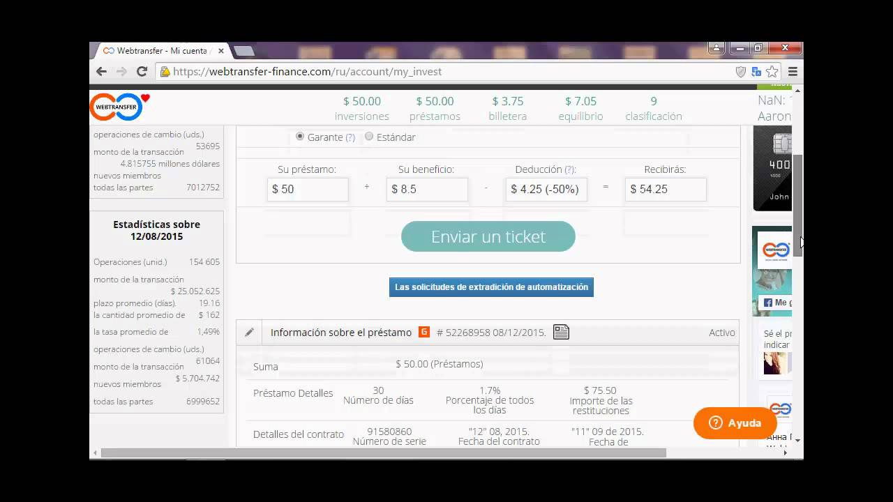 WEBTRANSFER. como registrarse, como pedir préstamo de arbitraje y como invertir. - YouTube