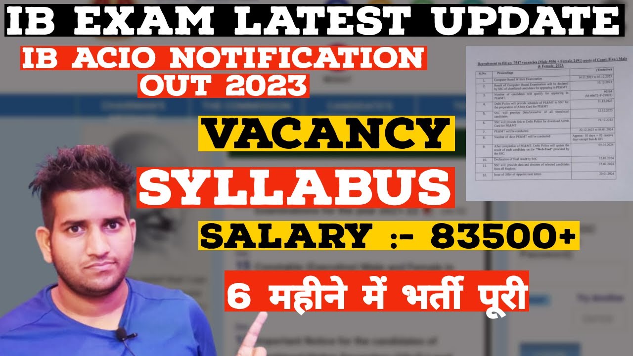 IB ACIO Notification Out 2023 || 995 Vacancy || Exam Date || Syllabus ...