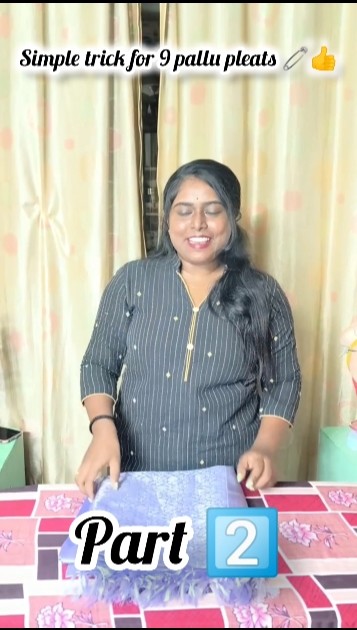 trick for 9 pallu pleats 👍 #viral #youtube #youtubeshorts #telugu - YouTube