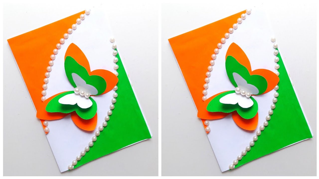 Easy & Simple Independence day greeting card • how to make independence ...