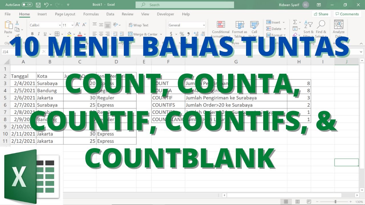 10 Menit Ngerti Fungsi COUNT, COUNTA, COUNTIF, COUNTIFS, & COUNTBLANK | Tutorial Excel - YouTube