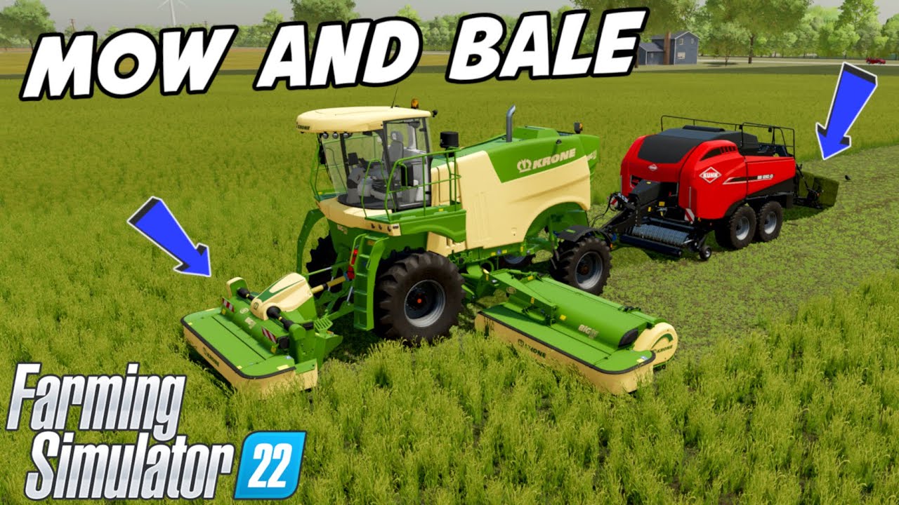 How To Mow And Bale At The Same Time | Farming Simulator 22 - YouTube