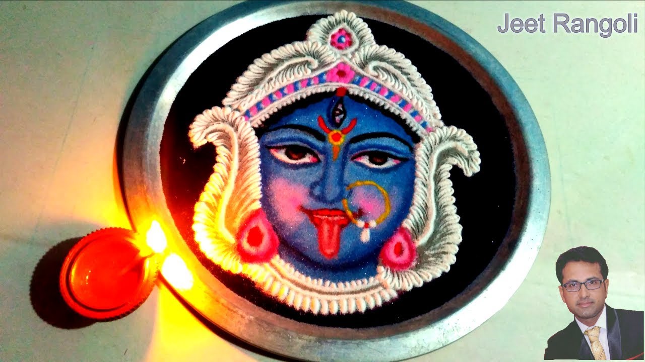 Kali mata rangoli. Diwali special rangoli. Portrait rangoli. - YouTube