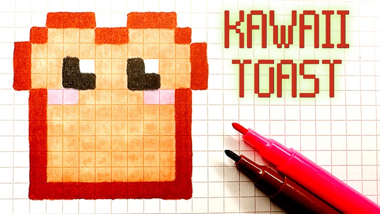 How To Draw Kawaii Toast - Handmade Pixel Art #pixelart - YouTube