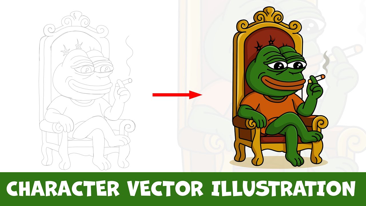 Sketch to Boss Mode Pepe Character Design – Vector Art Transformation ...