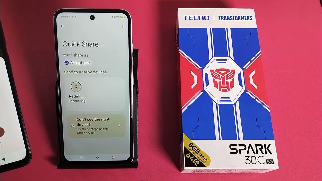 How to file transfer using quick share Tecno Spark 30c 5G || quick share se file transfer kaise ...