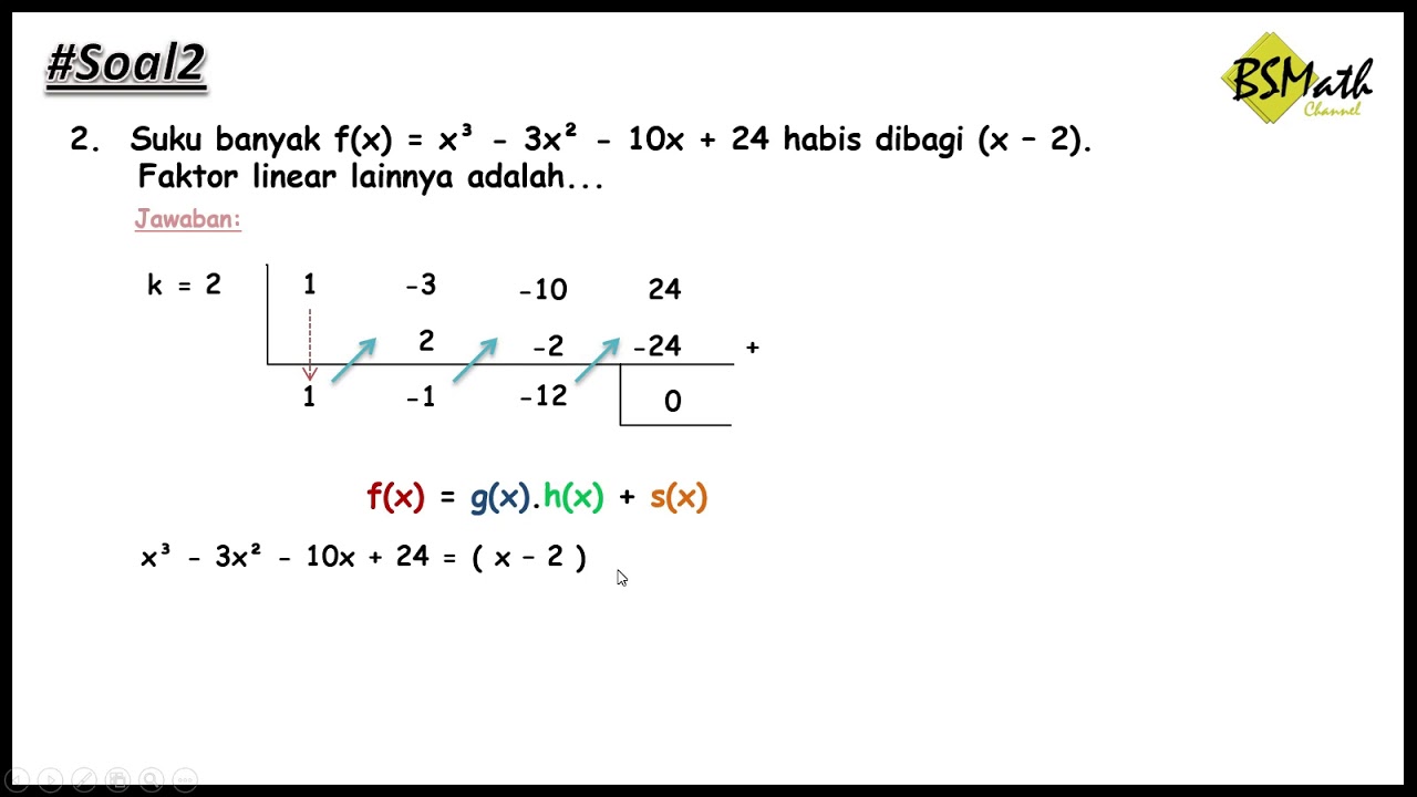  Soal2 Menentukan Faktor Linear Suatu Persamaasn Polinomial YouTube