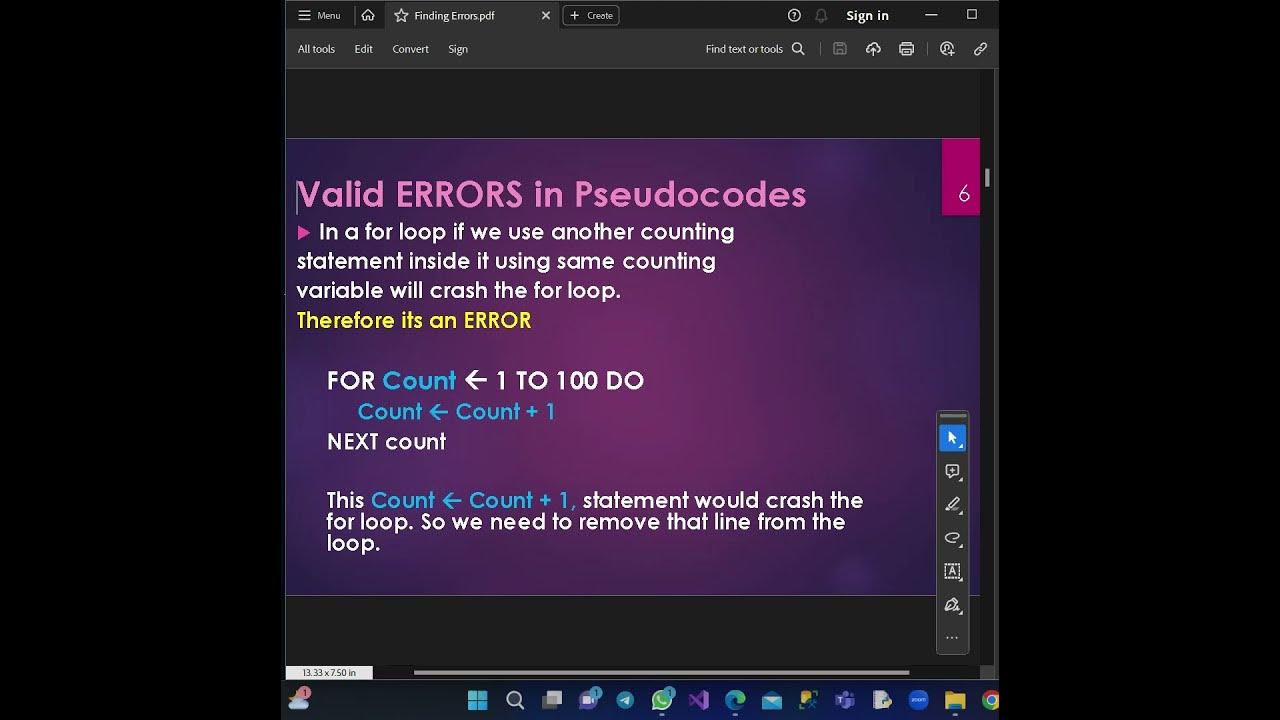 Valid Errors In Pseudocodes 2 For Loops Algorithms Pseudocode Coding Youtube