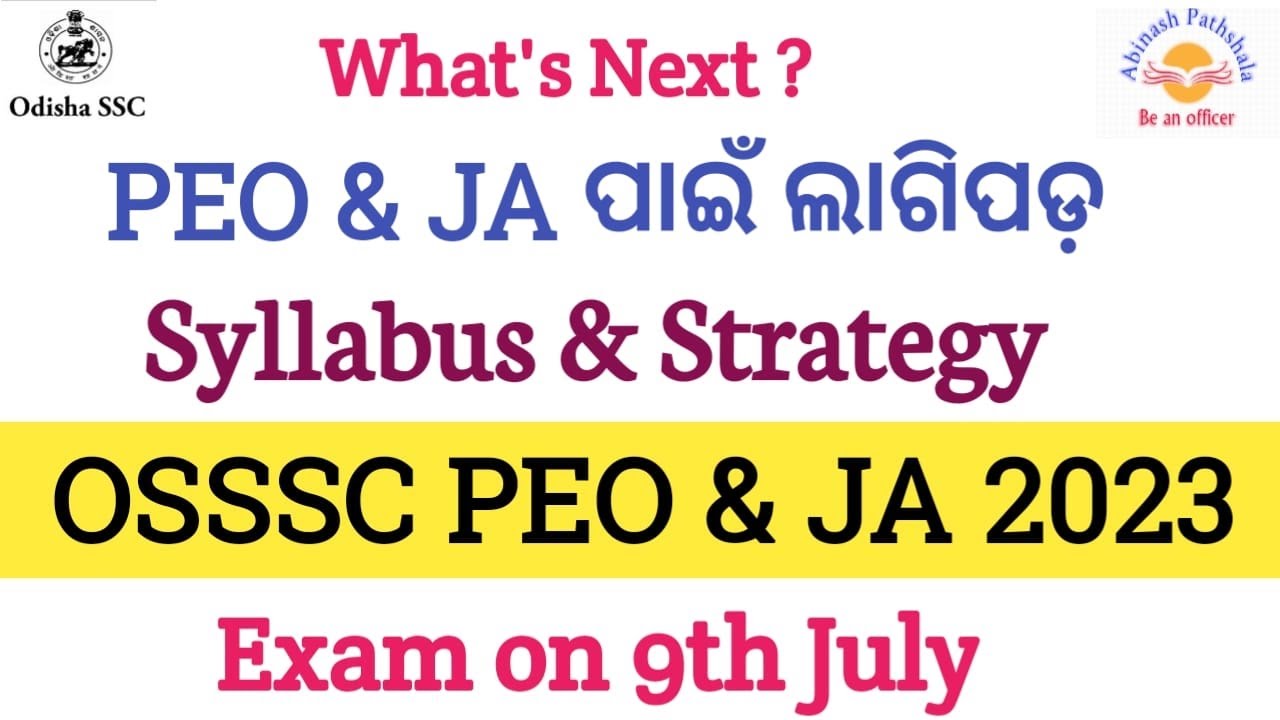 OSSSC PEO & JA | SYLLABUS & STRATEGY | Important Chapters | Study Plan ...