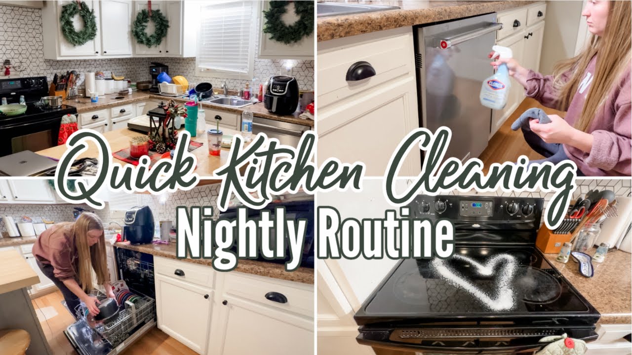 🌙QUICK NIGHT TIME KITCHEN CLEAN WITH ME | NIGHTLY CLEANING ROUTINE ...