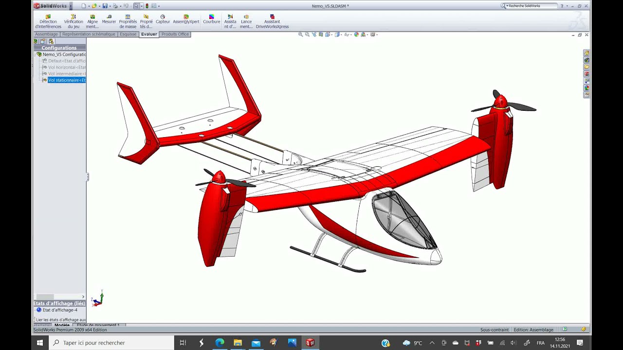 Tiltrotor RC Aircraft Nemo V5 - Preview of my work on SolidWorks - YouTube