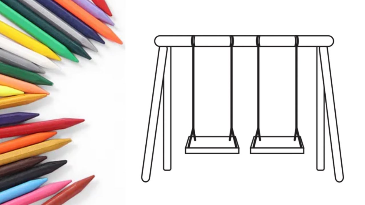 How to Draw Playground with Slide and Swings | Swings Drawing, Painting ...