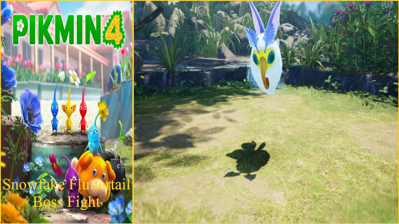 Pikmin 4 - Snowfake Fluttertail Boss Fight - YouTube