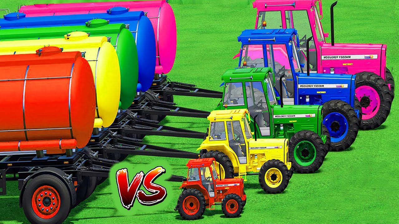 Mini vs GIANT Tractors! EXTREME Muddy Parkour VS OVERLOAD Transport ...