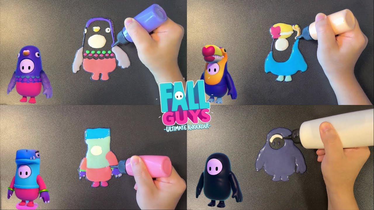 인싸 게임 폴가이즈 스킨 팬케이크 만들기 Fall Guys Pigeon, Tropics Toucan, T-REX ...