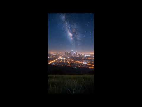 🌌 Gece Tepeden Şehir Manzarası | Yıldızlı Gökyüzü + Rahatlatıcı Ambiyans Müziği