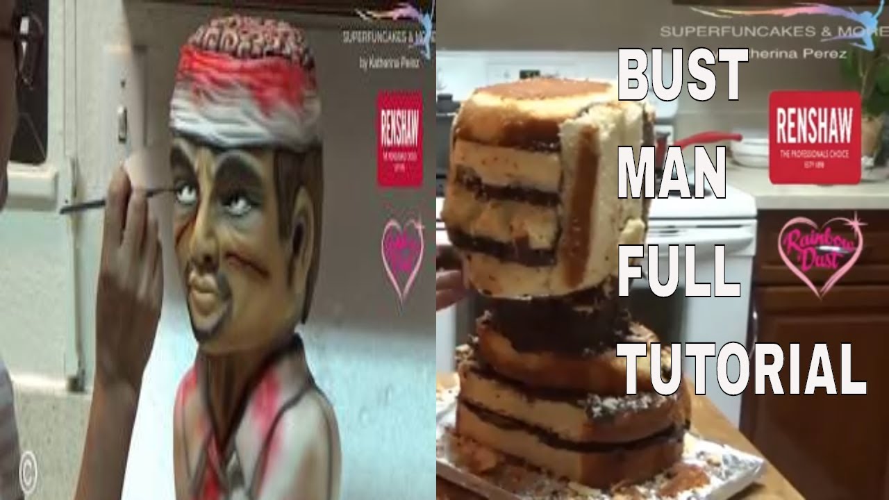 BUST MAN CAKE FULL TUTORIAL- high speed - YouTube