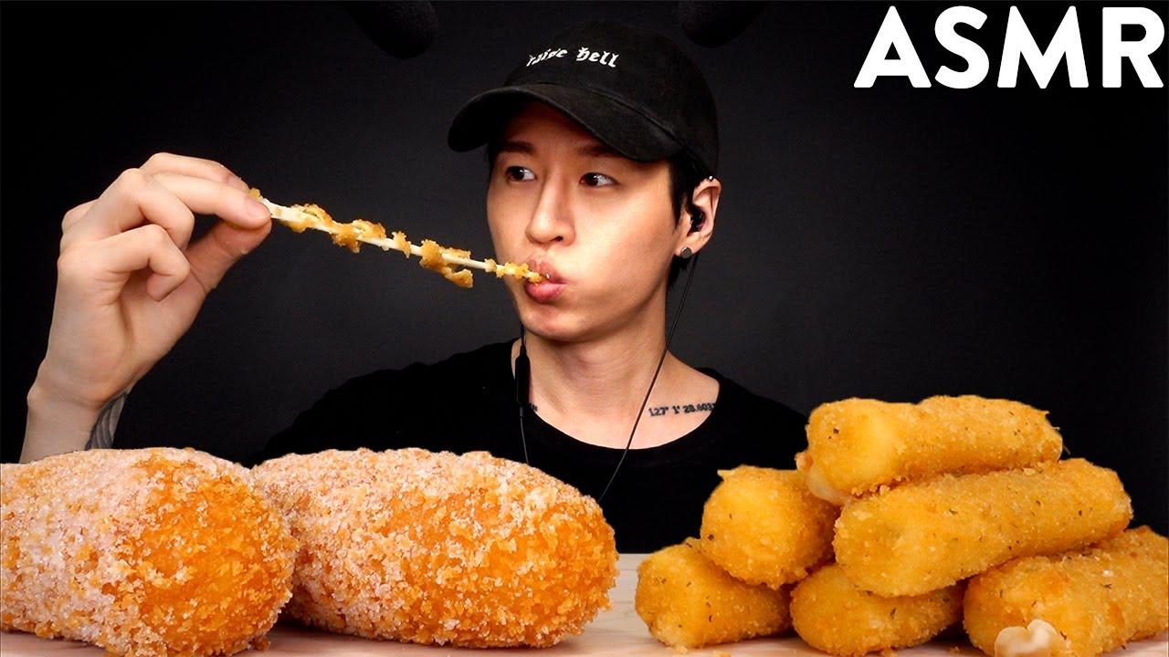ASMR MOZZARELLA CORN DOGS & CHEESE STICKS MUKBANG (No Talking) EATING ...
