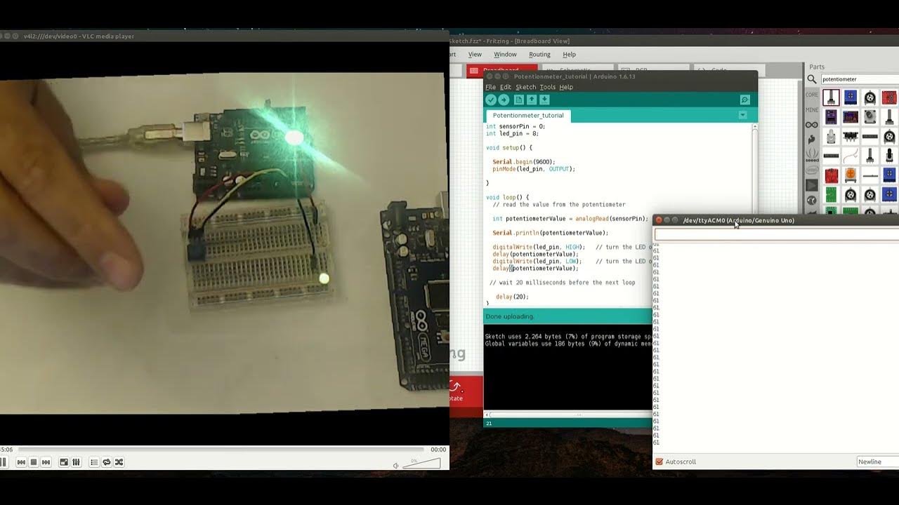 Arduino Tutorial For Beginners 5 How to use analog signal with Potentiometer - YouTube