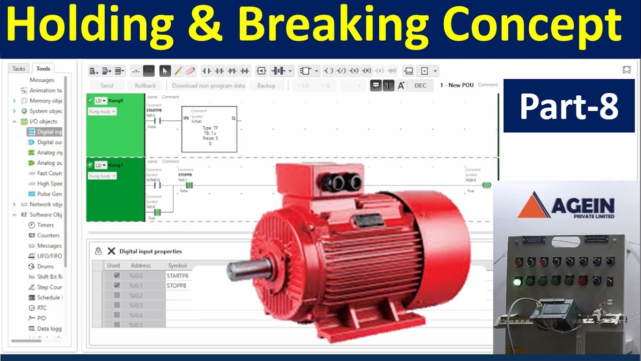 Holding & Breaking Concept in PLC using Pulse Timer | Schneider TM200 ...