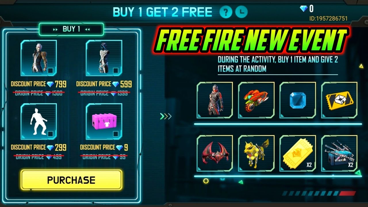 FREE FIRE NEW EVENT || BUY 1 GET 2 FREE ITEMS, NEW EMOTE || MG MORE ...