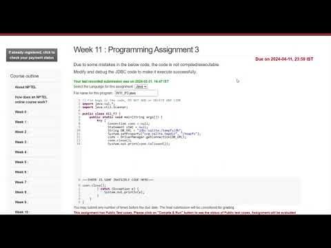 NPTEL Programming in Java - WEEK-11(Programming Assignment) - YouTube